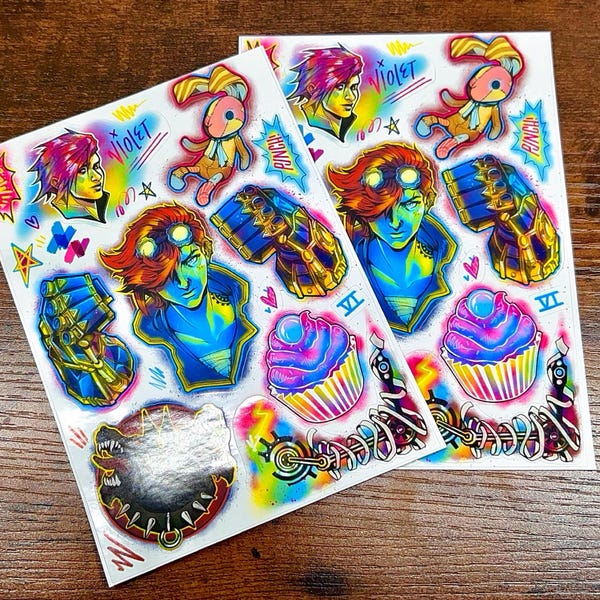 Vi Arcane Stickers: Colorful Character Art - 2 Sheet Set - Etsy