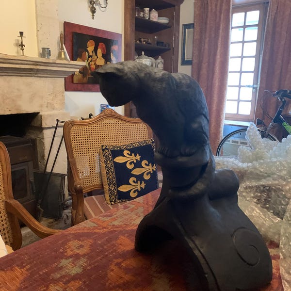 Curious Cat Roof Finial Half Round Decorative Stone Ridge Tile Original ...