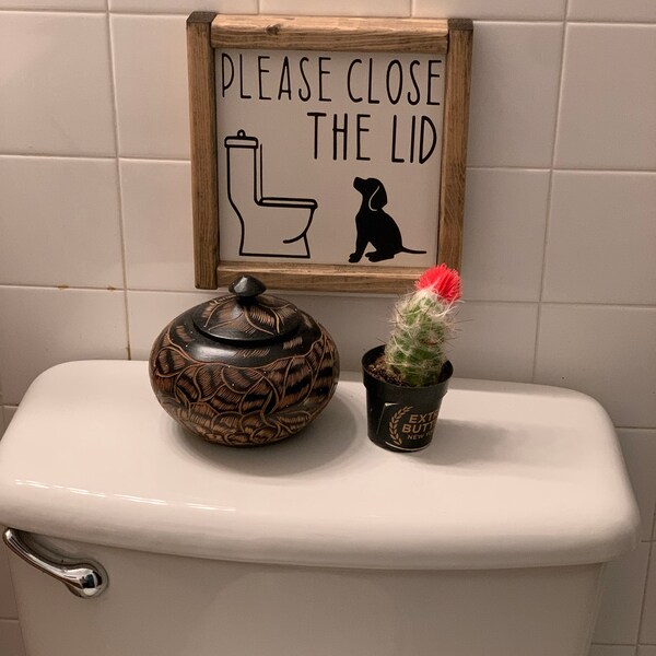 Please Close the Lid Wooden Sign - Etsy