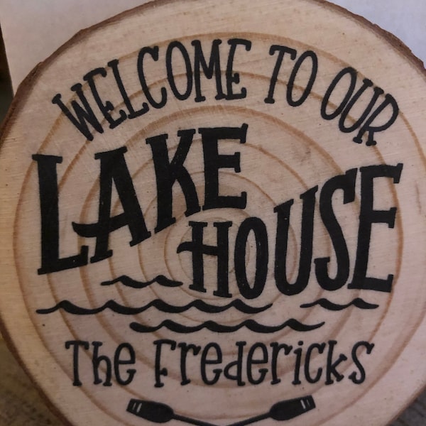 Personalized Lake House Coasters | Lake House Gift | Wood Slice ...