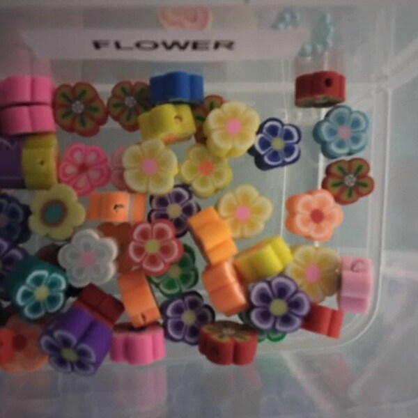 50 Pieces/10mm Flower Polymer Clay Beads,loose Polymer Clay Beads,for ...