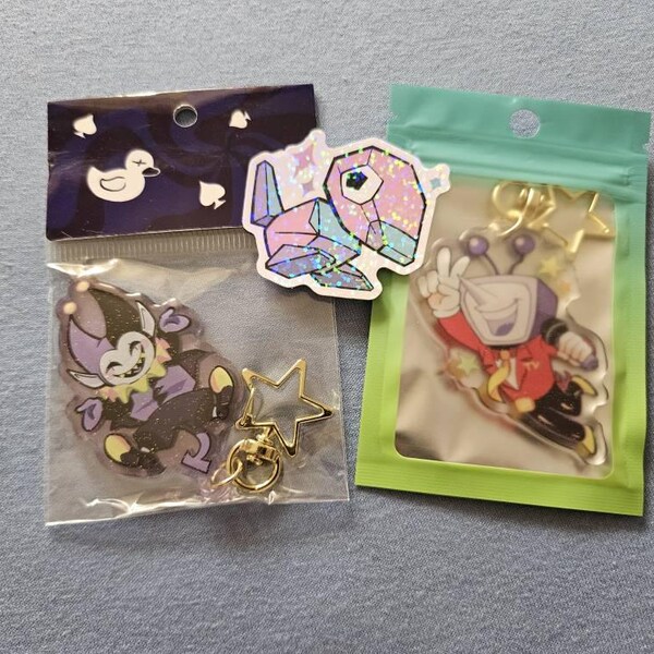 Jevil Deltarune Glitter Keychain - Acrylic Epoxy Charm 2.5in. - Etsy