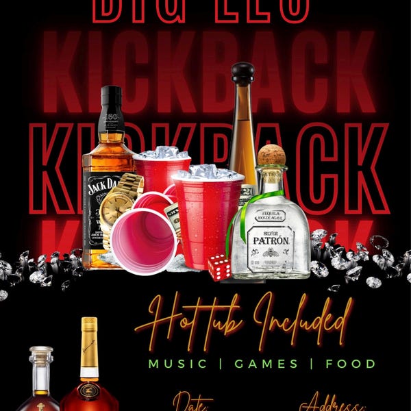 Red and Black Kickback Club Party Flyer Template for Canva, DIY Event ...