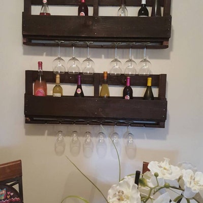 Pallet Wine Rack Wine Glass Holder Pallet Wine Bar Wall - Etsy