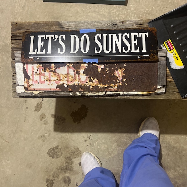 Street Sign Custom Color Rusted Metal Look Double Line Sign - Etsy