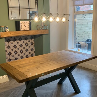 Live Edge Solid Oak Farmhouse Dining Table and Benches With - Etsy UK