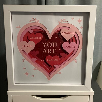 3D Heart of Love Shadow Box With Custom Words, Valentines Day Heart ...