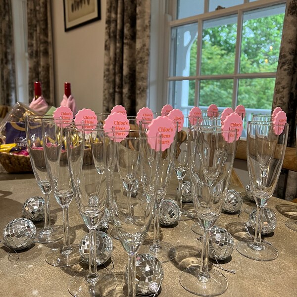 Personalised Drink Tag | Acrylic Wavy Stemless Tag | Cocktail Champagne ...