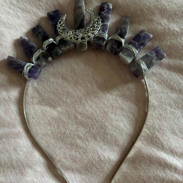 LAPIS LAZULI HALO Moon Crystal Crown Bohemian Tiara Wedding Accessories Festivals Moon Jewellery ...