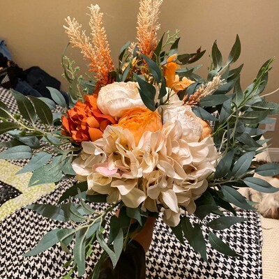 Burnt Orange Bridal Bouquet Boho Wedding Bouquet Silk Flower Bouquet ...