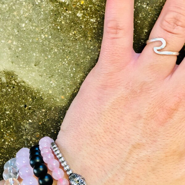 925 Sterling Silver Adjustable Wave Ring- Nalu Ring, Ocean, Wave, Beach Jewelry, Ocean Jewelry ...