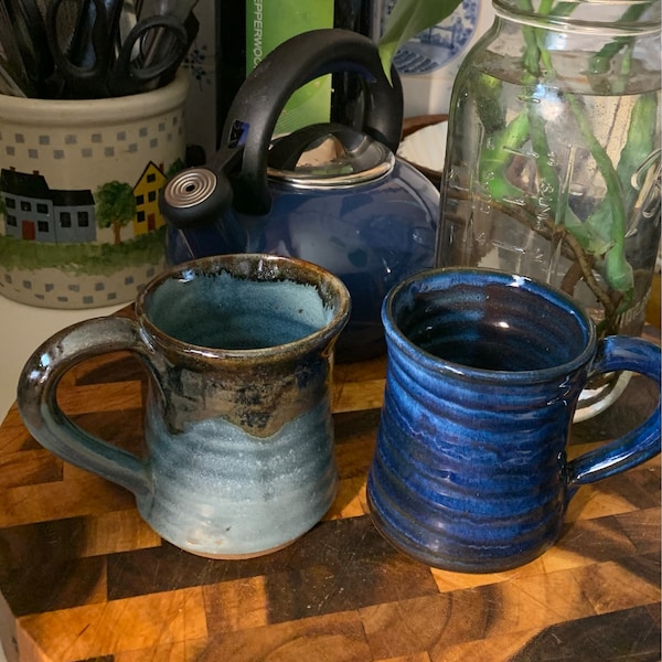 Rustic Mug, Handmade Coffee Mug in Bright Blue - Etsy