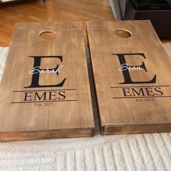 Cornhole Decals-monogram With Names- Wedding Cornhole- Anniversary ...
