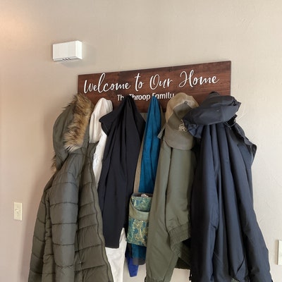 Custom Welcome Coat Rack Wall Mount W 3D Raised Lettering - Etsy
