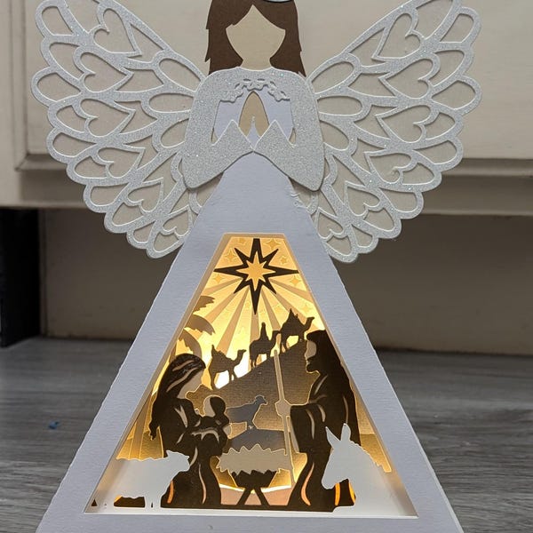 Angel Nativity Shadow Box Svg, Angel Shadow Box Svg, 3d Lantern Svg ...