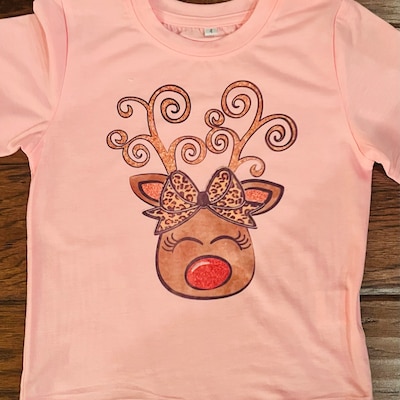 Girl Reindeer Leopard Bow PNG - Etsy