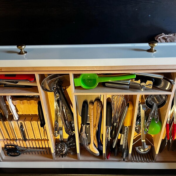 Two Tier Drawer Organizer With Sliding Tray for Utensils Silverware ...