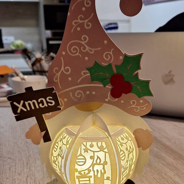 Pack 3 Gnome Lantern SVG, Studio, PDF Templates for You Diy Christmas ...