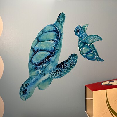 Baby Sea Turtle Wall Decal Ocean Sea Life Removable Fabric Wall Sticker ...