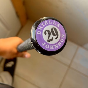 Personalized Baseball Bat Knob Decals, Choose Text, Number & Colors ...