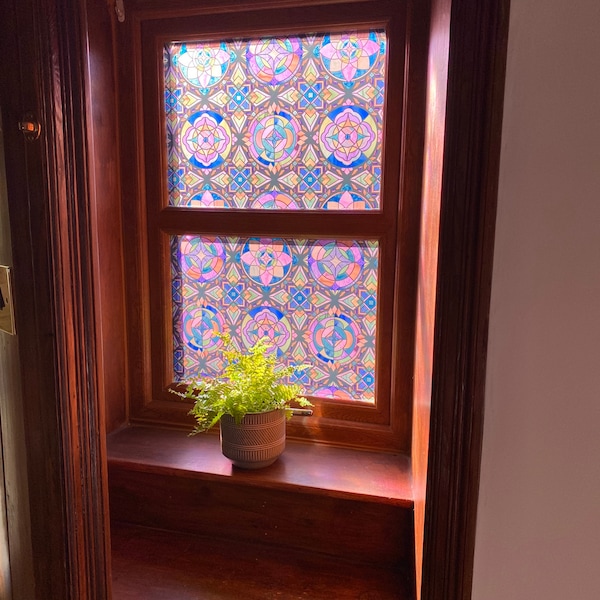 LANCASTER Self Adhesive Stained Windows Sticky Back Privacy Glass Film ...