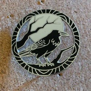 Encircled Raven Pin Crow Pin Black Bird Pin Hard Enamel Pin Witch Pin ...