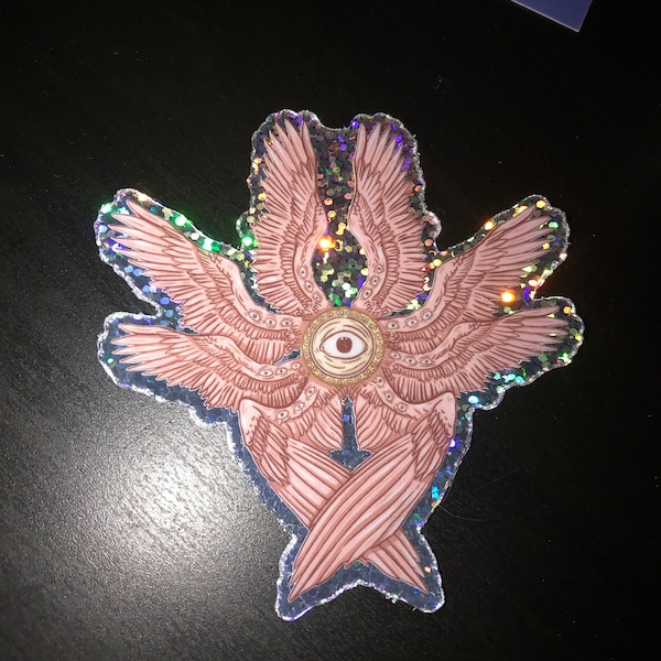 Biblically Accurate Angel Seraphim, Holographic Glitter Sticker - Etsy
