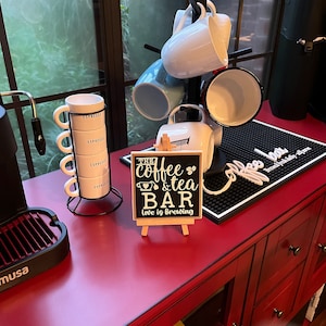 Personalized Coffee Bar Ceramic Tile Sign W/easel, Farmhouse Tiered ...