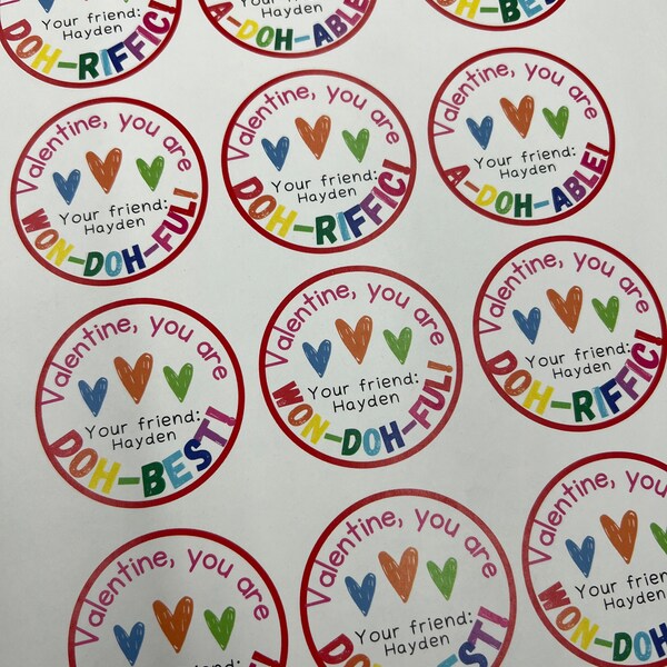 Personalized Valentine's Day Play-doh Tag, Play Dough Valentine Gift ...