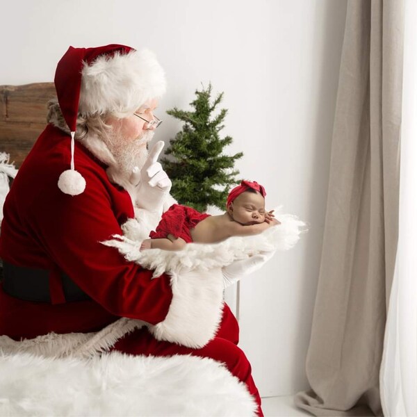 Christmas Newborn Digital Backdrop Real Santa Holding a Baby Digital ...