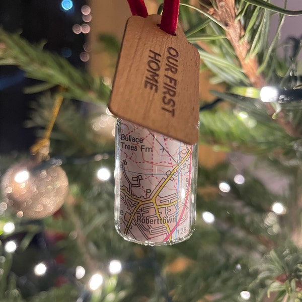 Christmas Bauble Custom Map Message Bottle - Personalised Map in A ...