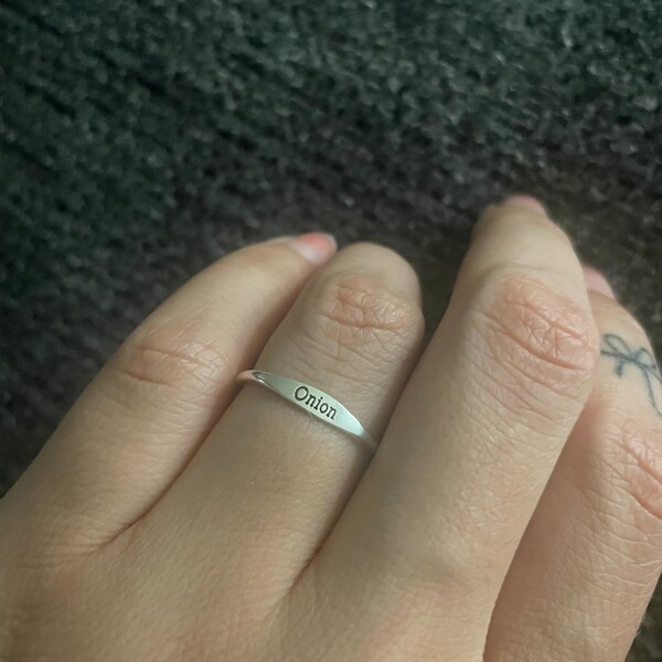 Custom Name Ring • Personalized Stacking Ring • Skinny Stackable Names ...