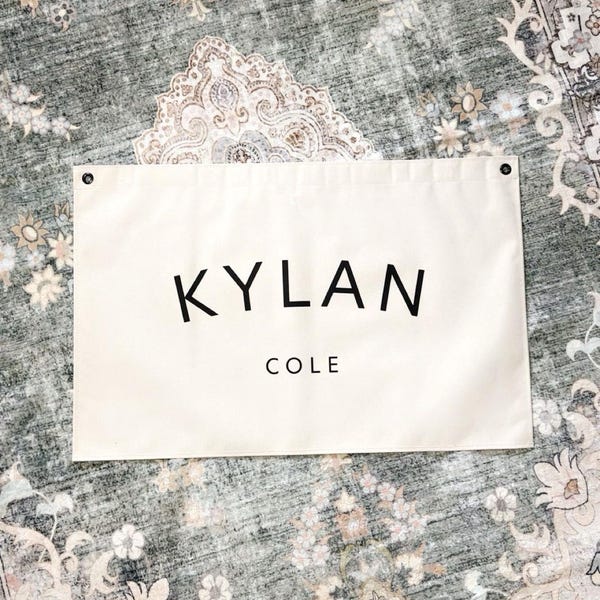 Baby Name Flag Canvas Flag Nursery Name Sign Custom Name Banner Boho ...