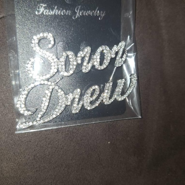 Custom Cursive Letters Soror Name Pin, Sparkle Name Brooch ...
