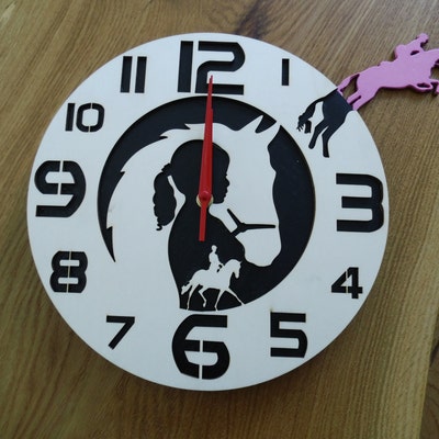 DIGITAL FILE, Laser Cut Horse Pony Wall Clock With Girl SVG File ...