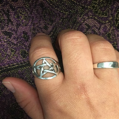 Pentacle Ring Sterling Silver Pentagram Ring 925 Star Ring - Etsy