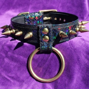 Crisis Holographic Vinyl & Fishnet Spiked Choker, Choose Color, Silver ...