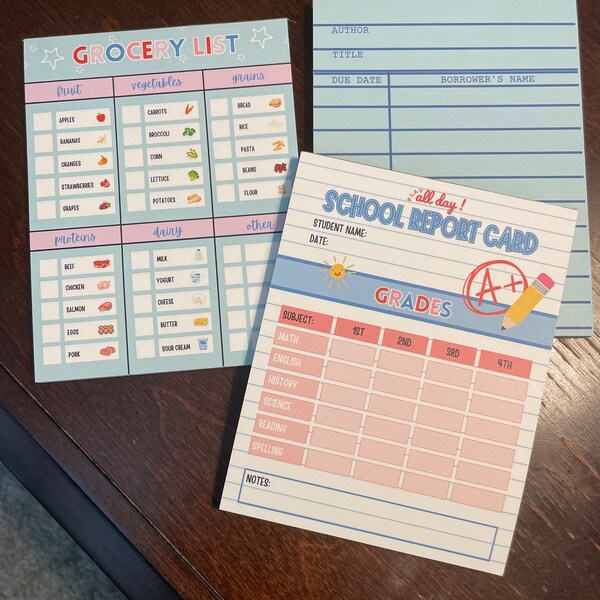 School Report Card Pretend Play Notepad - 50 Pages per Notepad - Etsy