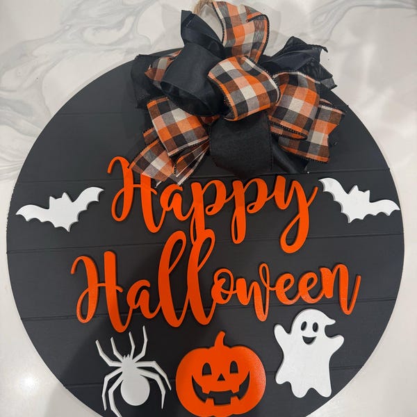 Halloween Door Sign, Happy Halloween Door Hanger, 3D Door Sign, Happy ...