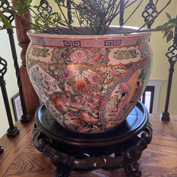 Vintage Rose Canton Rose Medallion Bowl Large Chinoiserie - Etsy