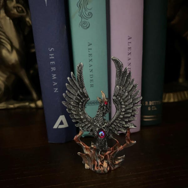 Pewter PHOENIX Rising From Flames With Red Crystal Accents - Etsy