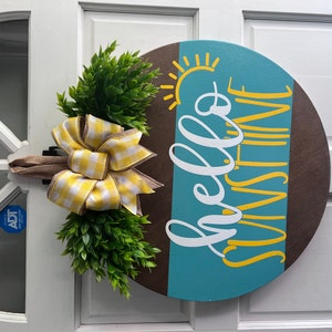 Summer Front Door Decor Hello Sunshine Summer Door Hanger Summer Wreath ...
