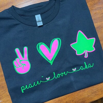 AKA SVG, Peace Love and AKA, Sorority, Pink and Green Svg, Alpha Kappa ...