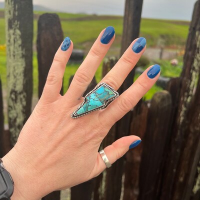 Kingman Turquoise Lightning Bolt Cabochon - Etsy