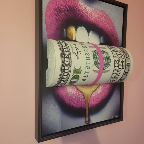 3D Wall Art Pink Money Lips Sculpture | Pop Art Wall Sculpture | Modern ...