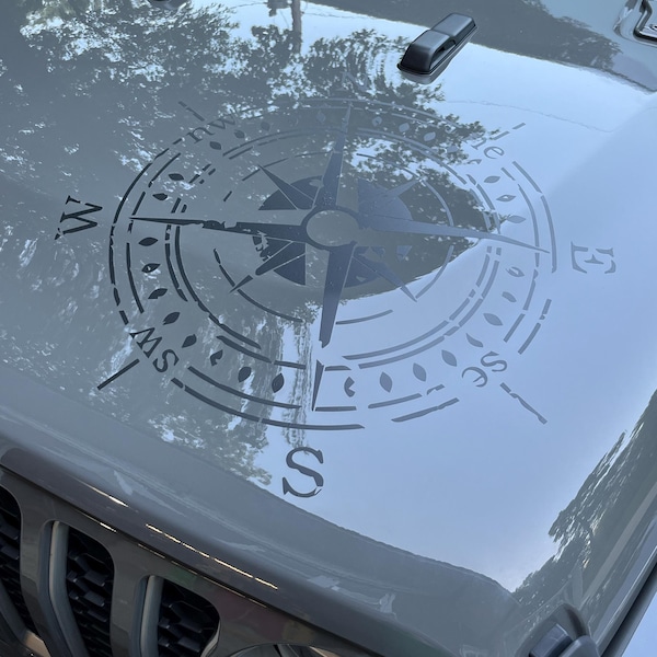 Vinyl Distressed Style Compass Hood Decal Window Decal Fits Jeep ...