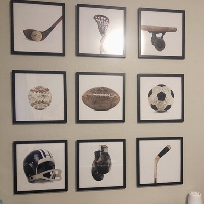 The Sports Collection on White Background, Set of Nine UNFRAMED Prints ...