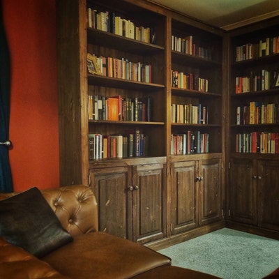 Solid Pine 8ft Tall Bookcase, Adjustable Display heavy Duty Library ...