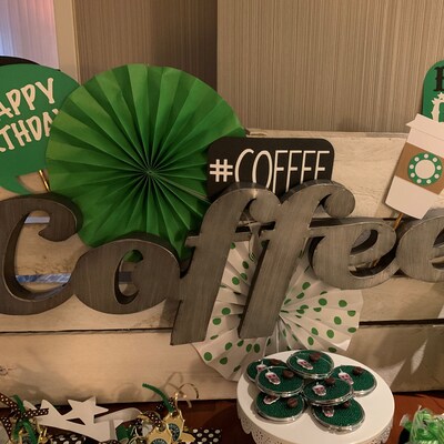 Set of 12 Coffee House Photo Props Frappy Birthday Decor Coffee ...