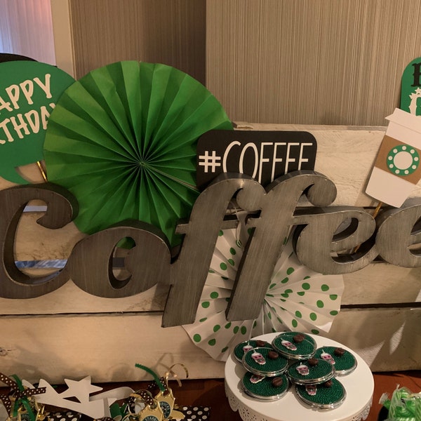 Set of 12 Coffee House Photo Props Frappy Birthday Decor Coffee ...